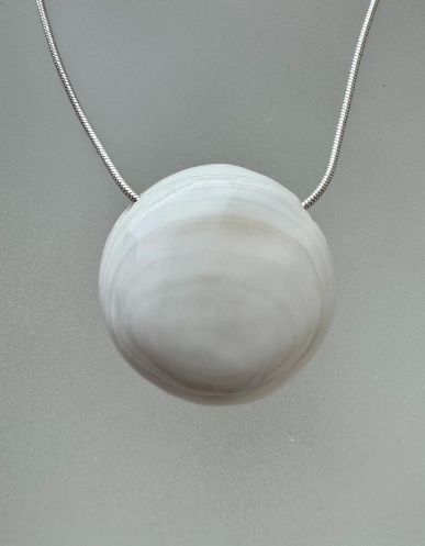 Large Ivory Pearl Bead Pendant | Marcia Poirier Shell Carver