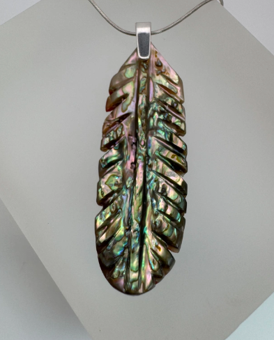Abalone Feather Pendant | Marcia Poirier Shell Carver